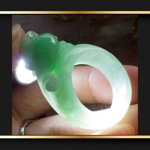 Frog With Peach -certified Jadeite Jade Ring Size 10.25 Grade A ...
