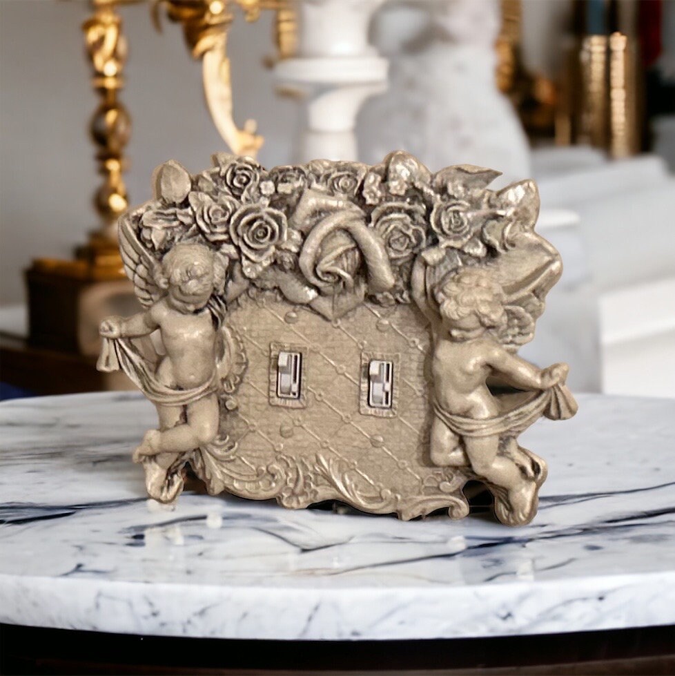 Cherub Left Right Rose Metal Wall Cover Double 2 Rocker Switch - Etsy