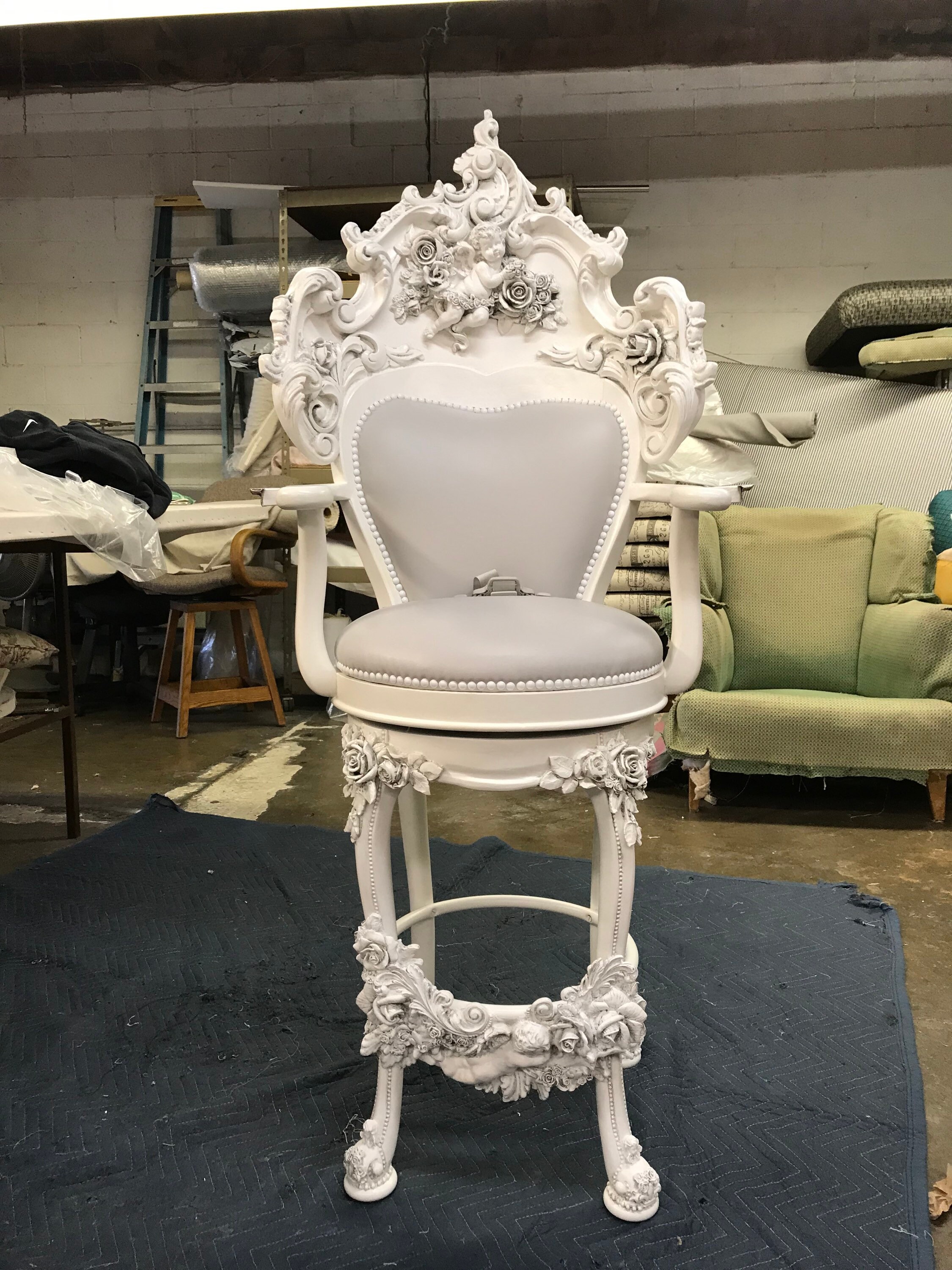 Bar Stool W Large Angel and Roses and Elegant Moldings New - Etsy