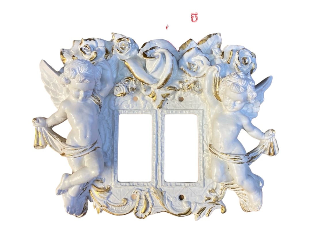 Cherub Left Right Rose Metal Wall Cover Double 2 Rocker Switch - Etsy