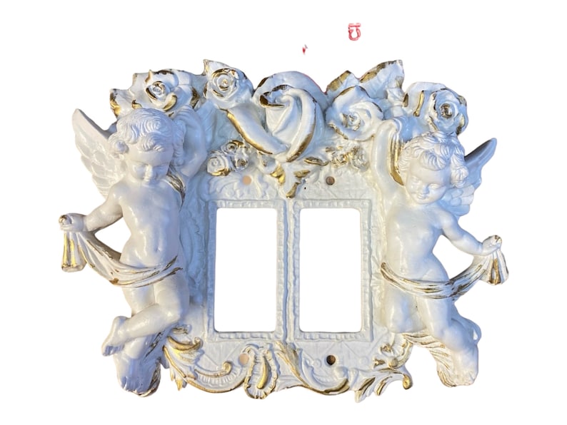 Cherub Left Right Rose Metal Wall Cover Double 2 Rocker Switch - Etsy