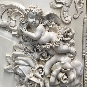 Armoire Large TV Wardrobe Clothing Master Bedroom French Roses Angel ...