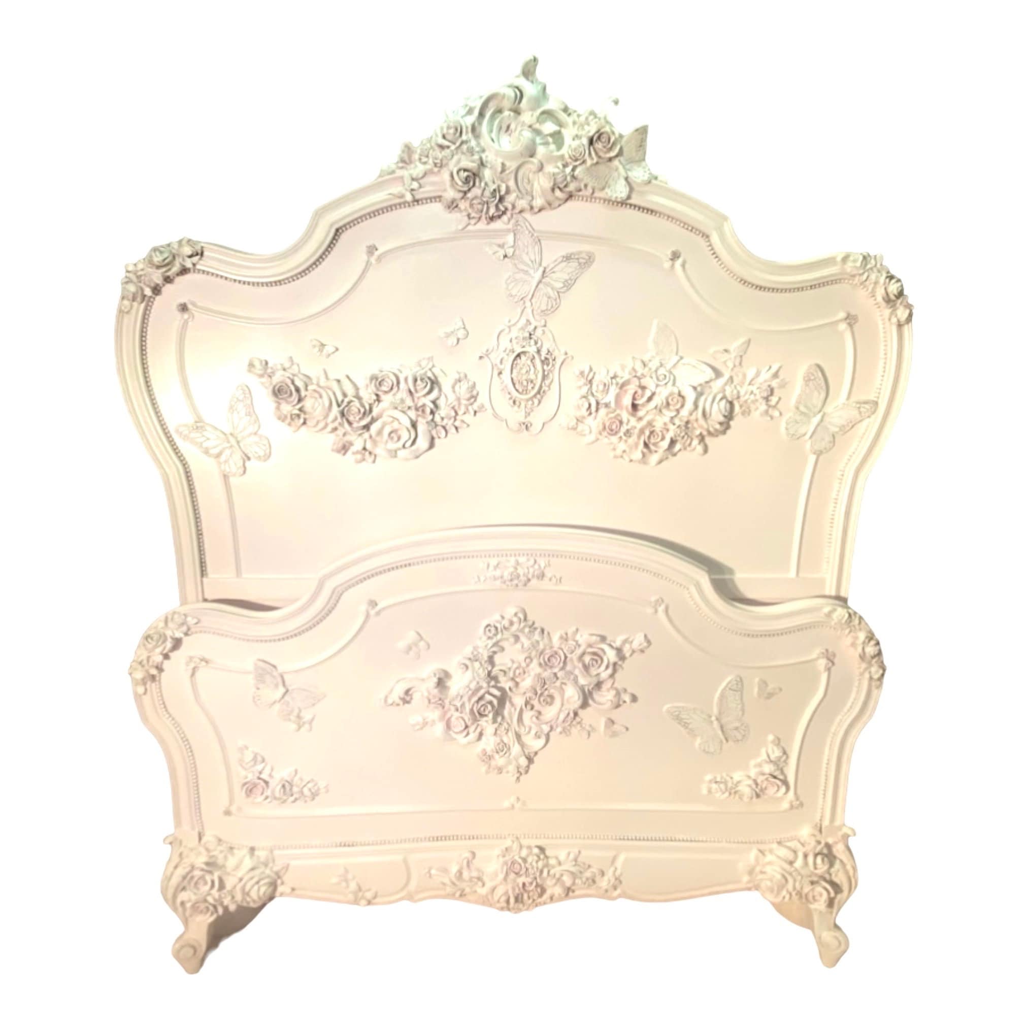 Queen French Victorian Bed Frame – Shabby Chic Roses Butterflies - Etsy