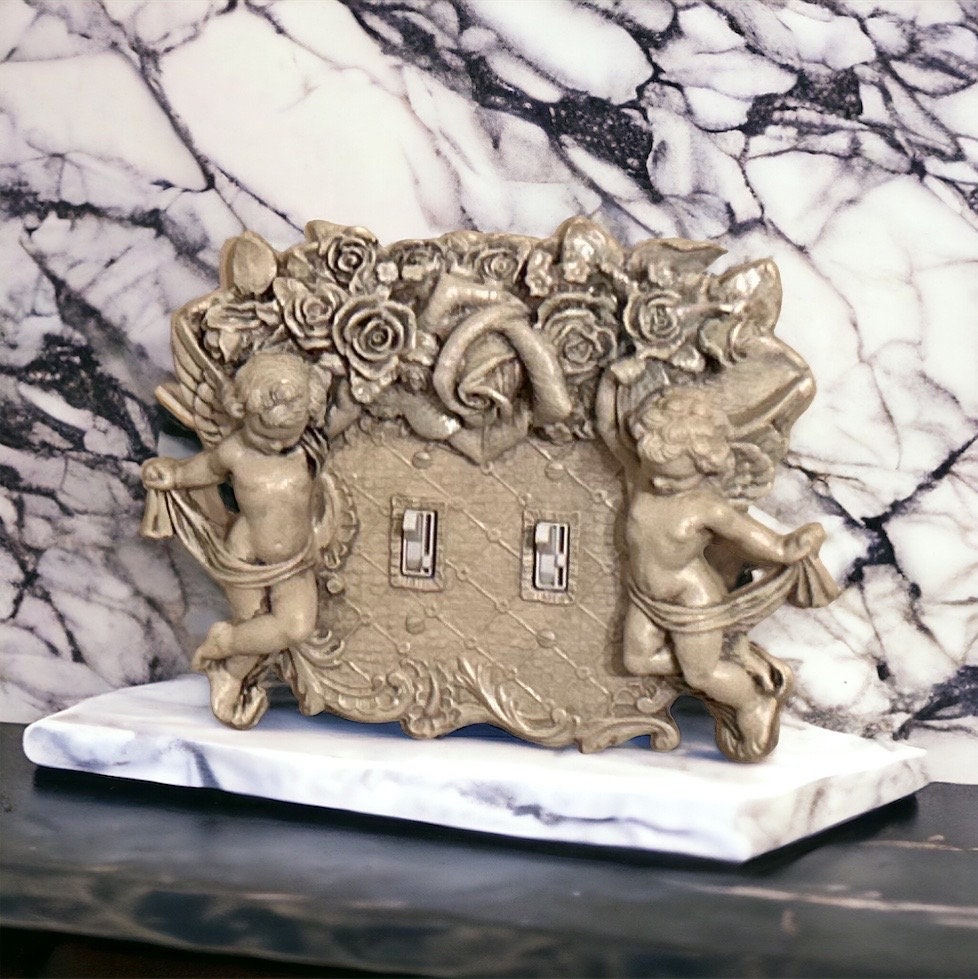 Cherub Left Right Rose Metal Wall Cover Double Rocker Switch - Etsy