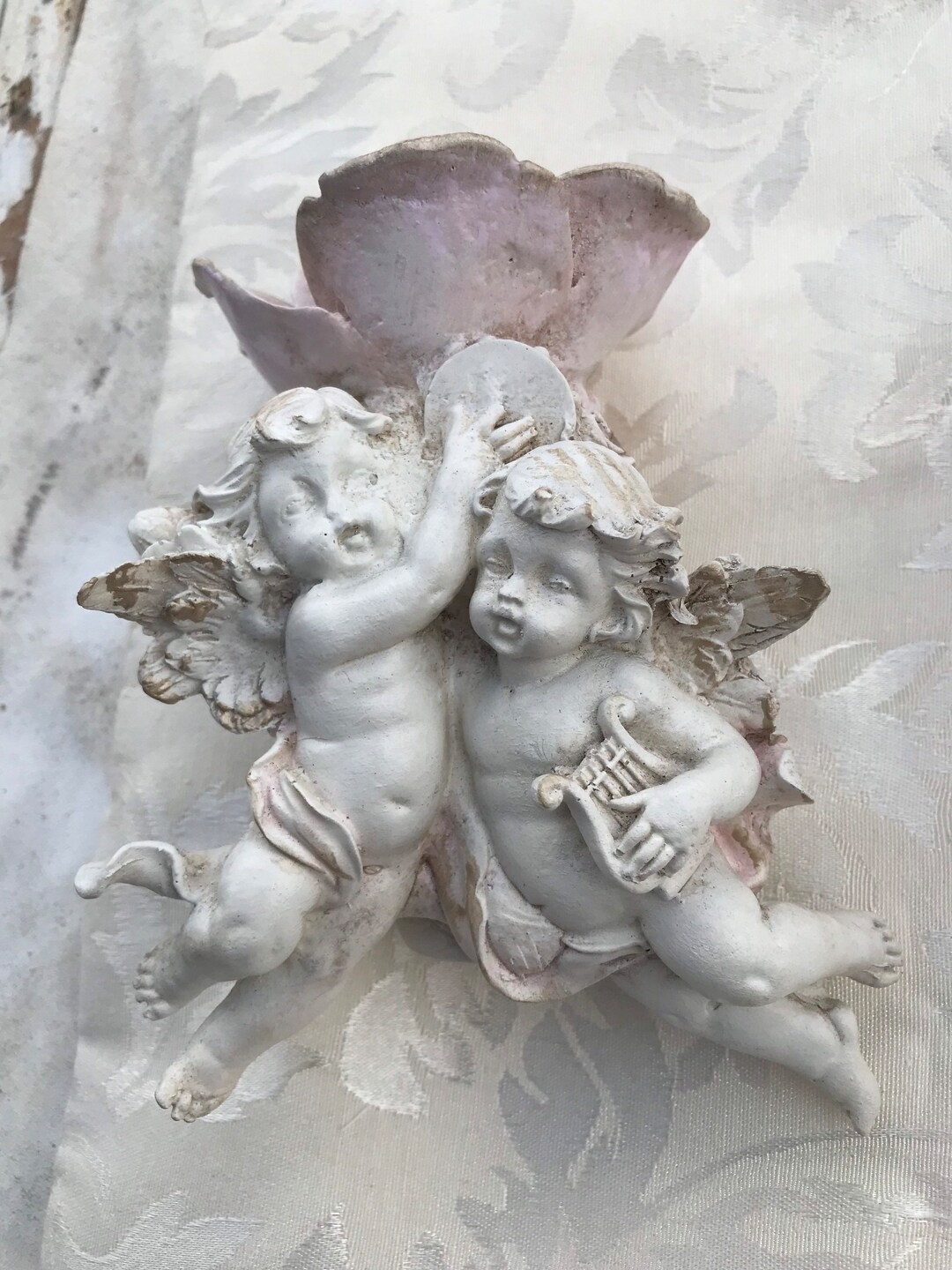 Cherub Rose Pearl Finial, Faux Antique White, Drapery or Crib Post - Etsy