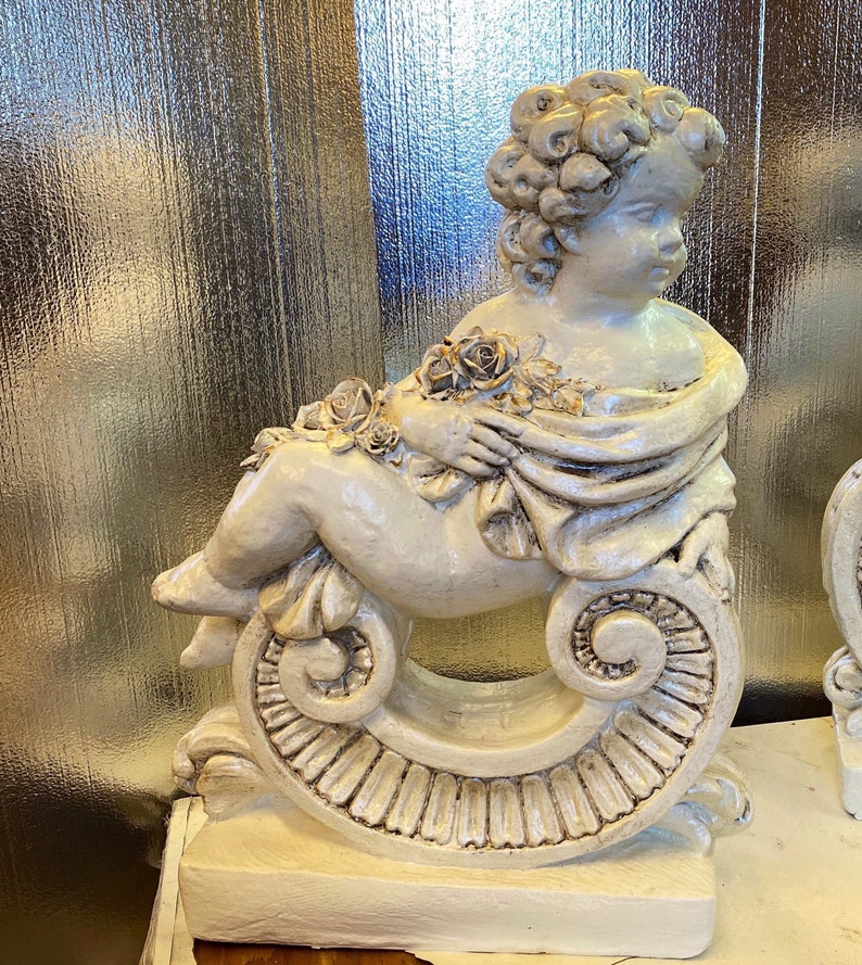 Large Cherub Roses Interior Statue Concrete Painted. Faces - Etsy