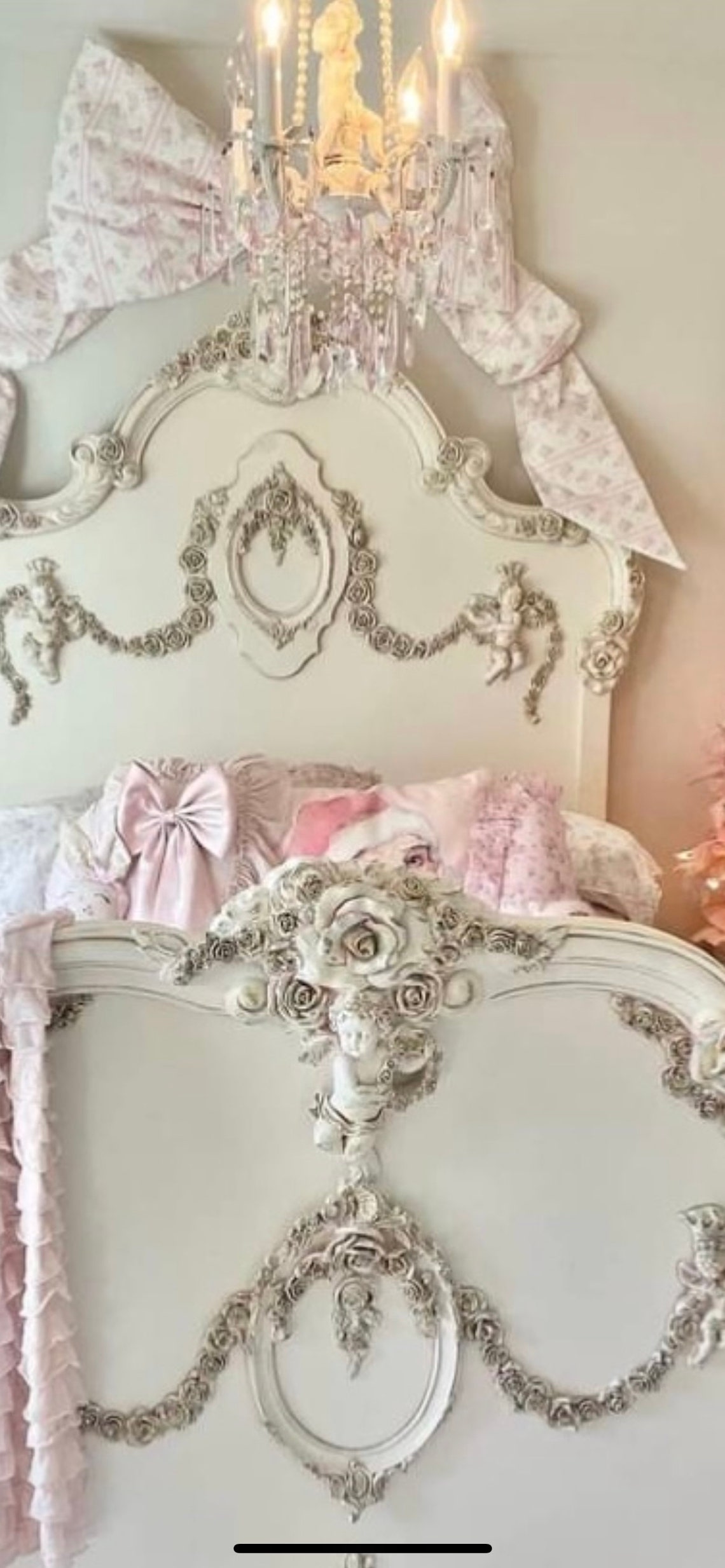 King Cherub Roses Bed With Cherub Rose Finials. Special Order for ...
