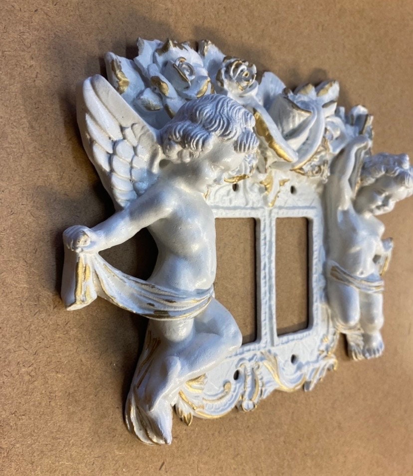 Cherub Left Right Rose Metal Wall Cover Double Rocker Switch - Etsy