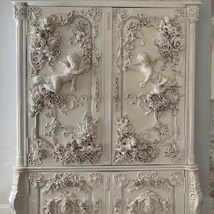 Armoire Large TV Wardrobe Clothing Master Bedroom French Roses Angel ...