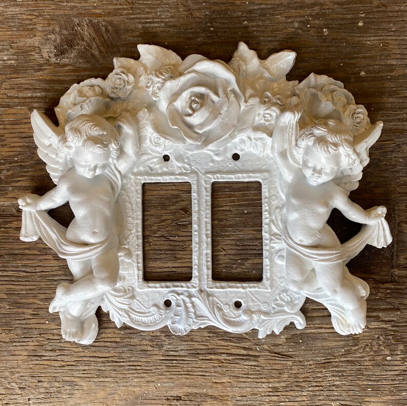 Cherub Left Right Rose Metal Wall Cover Double 2 Rocker Switch - Etsy