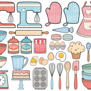 Baking Clipart Set Kawaii Baking Whisk Clipartbowls - Etsy