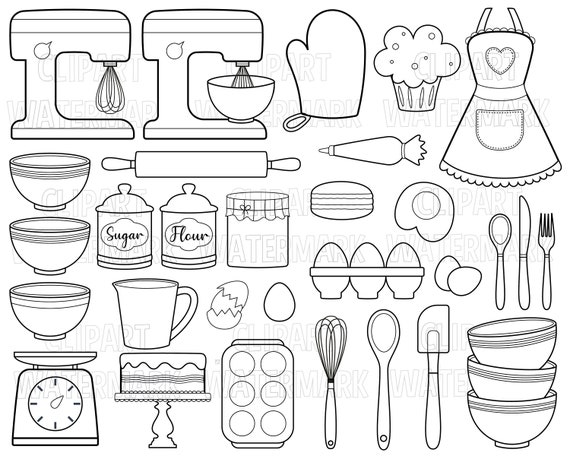Baking Clipart Set Kawaii Baking Whisk Clipartbowls | Etsy