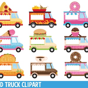 Food Truck Clipart Set Food Truck Clip Art Pizza Donut - Etsy