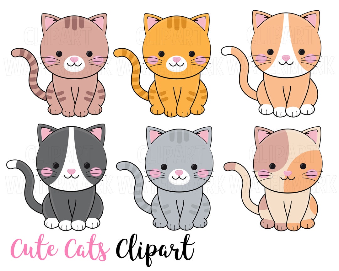 Cats Clipart, Cute Kittens and Cats Clip Art, Pets Clipart, Vector ...