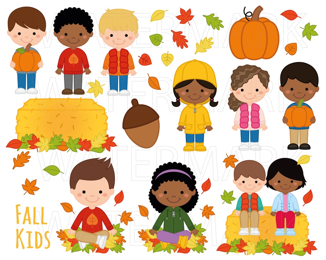 Cute Autumn Clipart Autumn Children Clipart Fall Clipart - Etsy