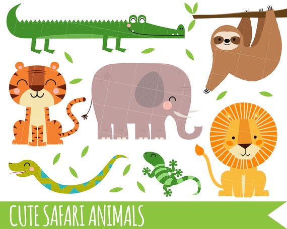 Vector Clipart Lion Elephant Clipart Safari clipart snake | Etsy