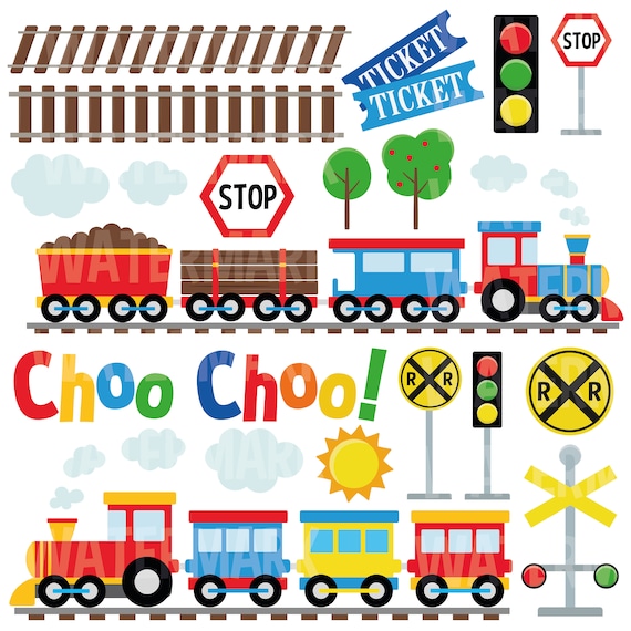 Railway Track With Train Clipart Borders