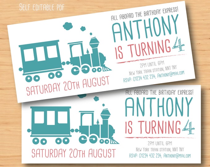 Train Ticket Invitation Printable Party Blank Ticket Admit One Diy ...