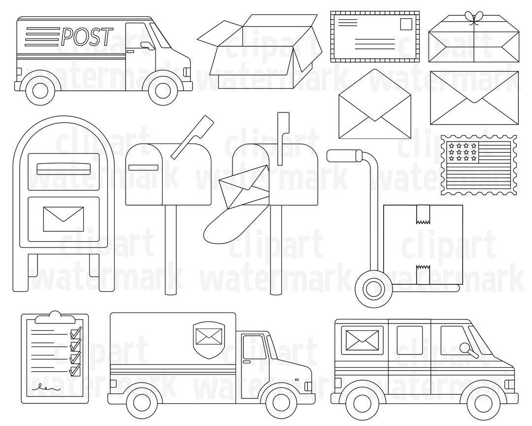 Post Clipart, Post SVG and PNG, Postal Clipart, Postman Clipart, Van ...