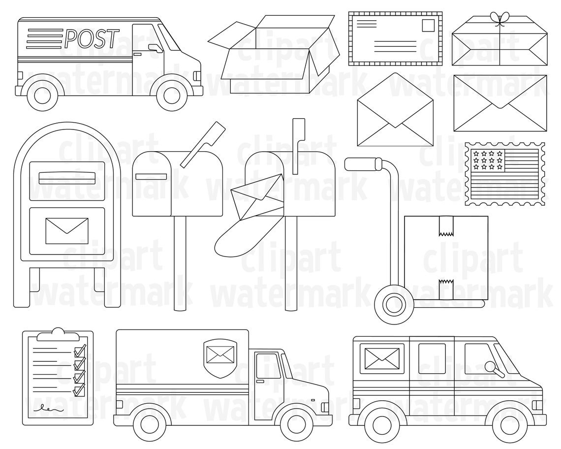 Post Clipart, Post SVG and PNG, Postal Clipart, Postman Clipart, Van ...
