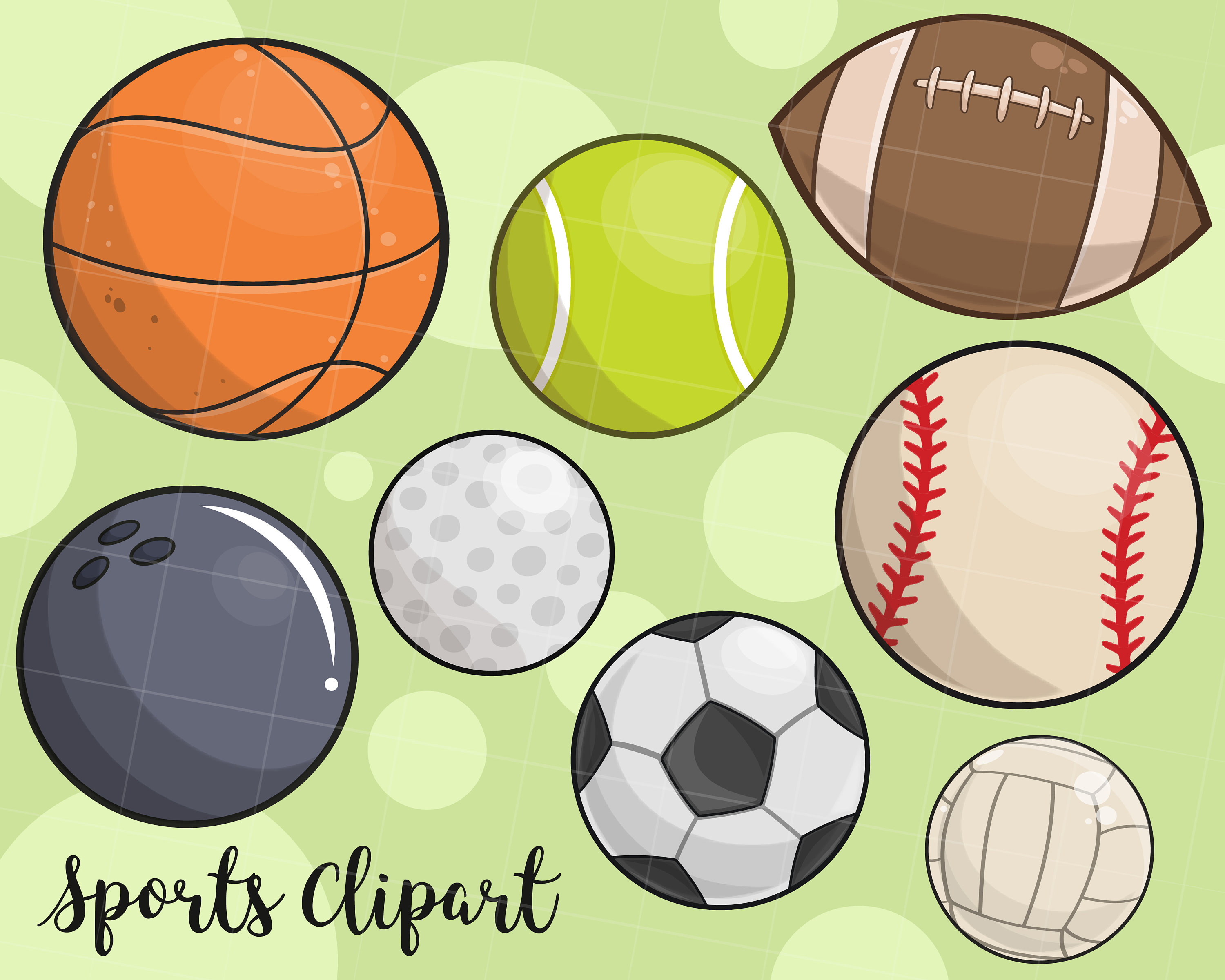 Sports Clipart Baseball clipart football Baseball | Etsy