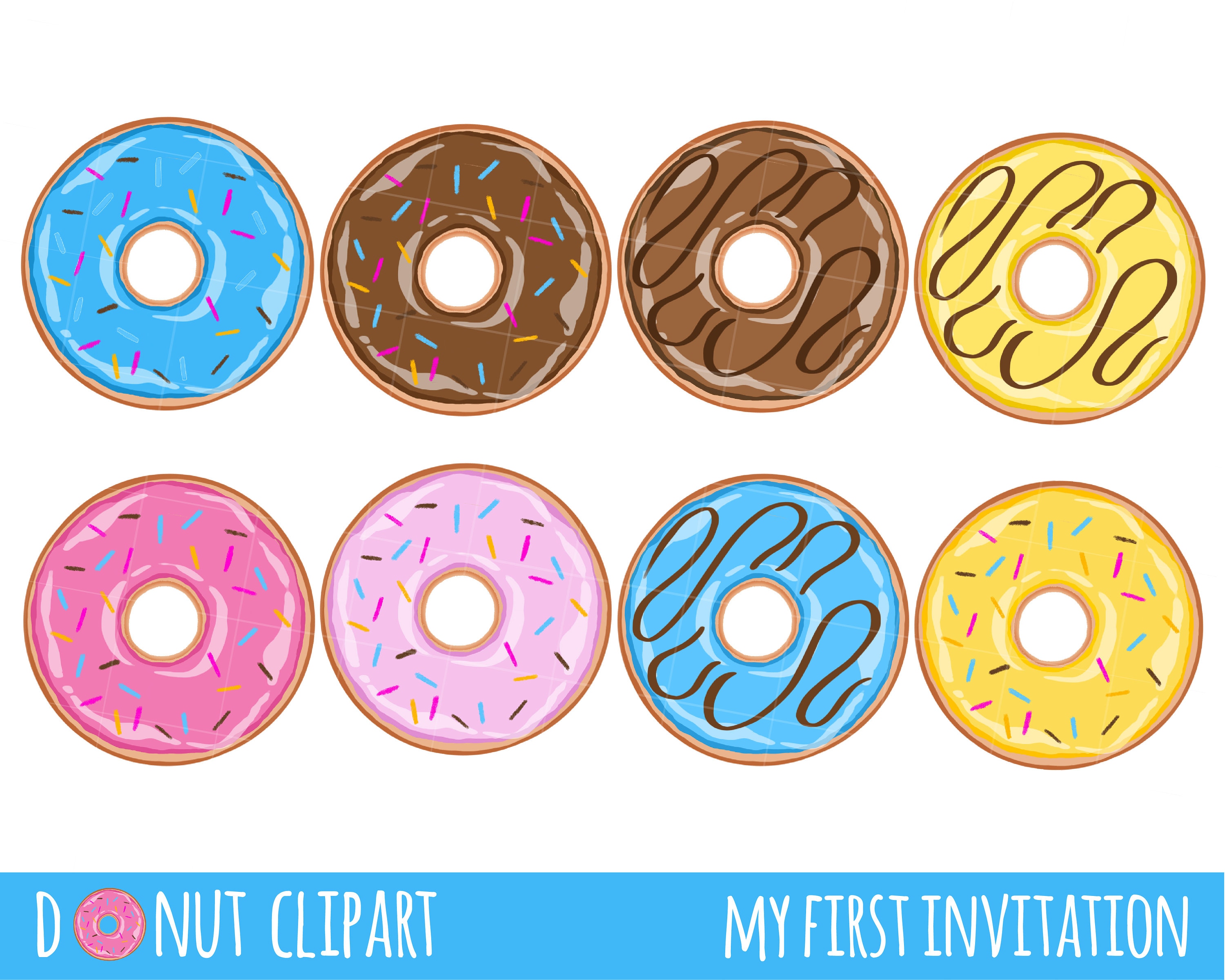 Donut Clipart lindo donut clipart Pastel descargar | Etsy España