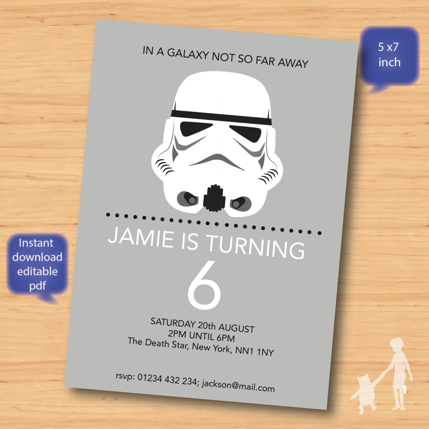 Star Wars X 4 Invitations Set - SELF EDITABLE PDF - All 5 X 7 Inch ...