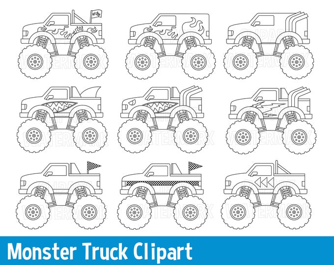 Monster Trucks Clipart, Monster Truck Clipart Bundle, Trucks Clip Art ...