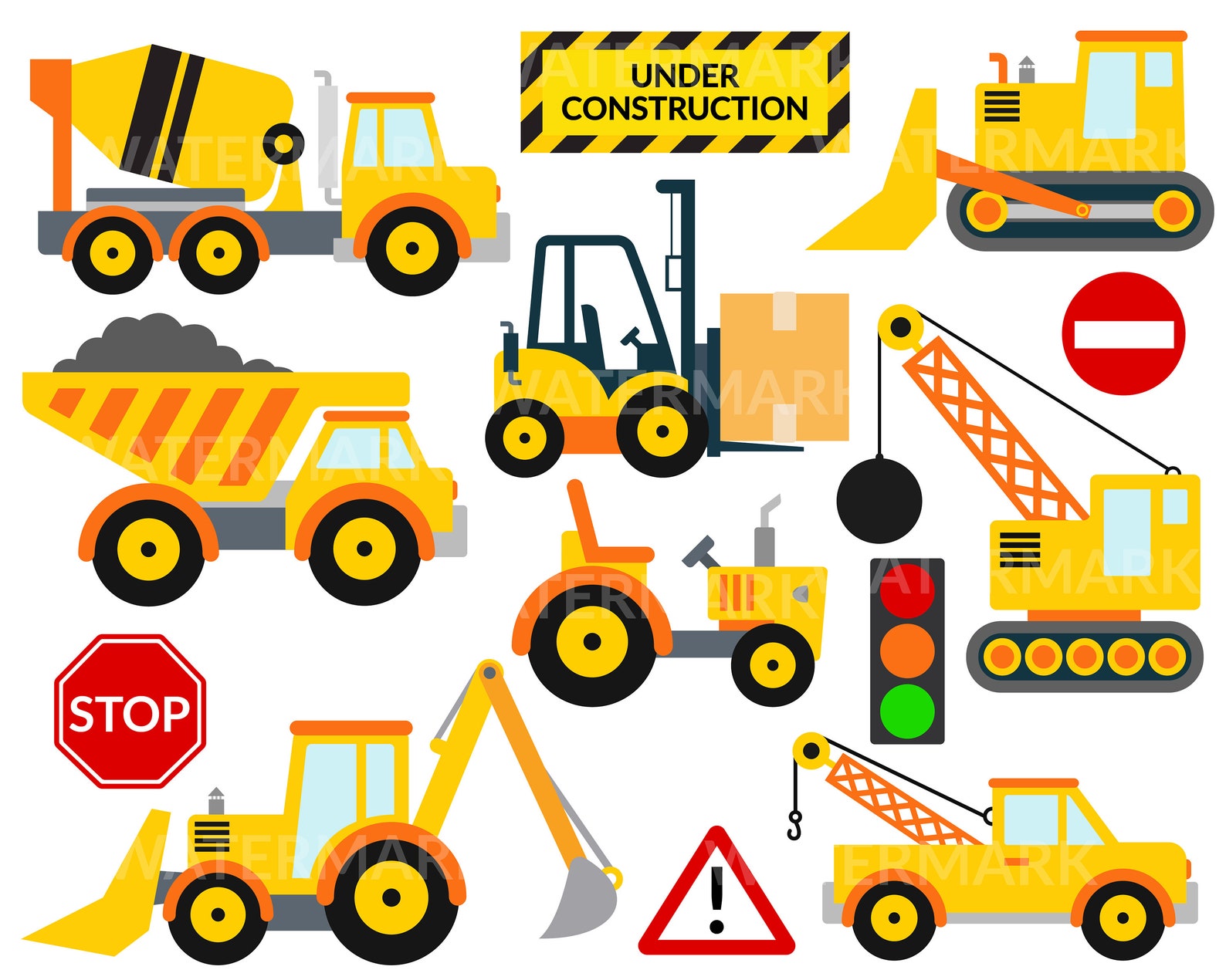Construction Clipart, Instant Download Vector Clipart, Dump Truck ...