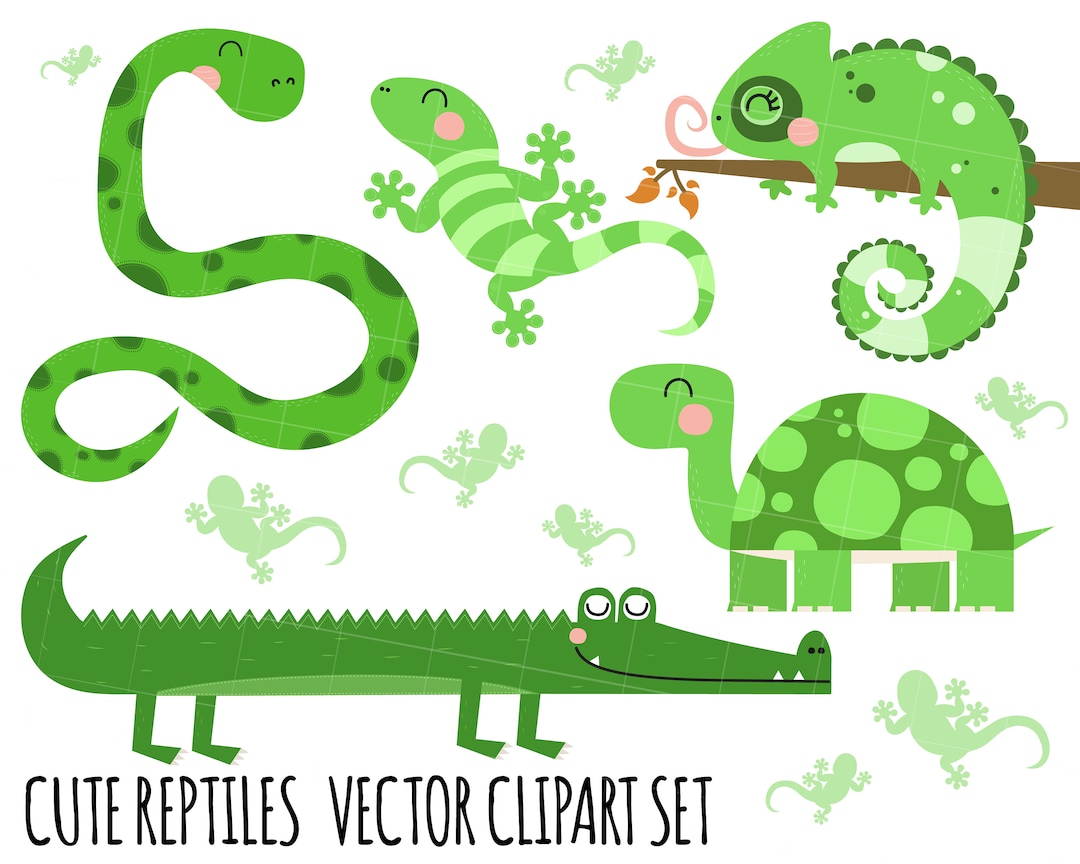 Vector Clipart Reptiles, Tortoise Clipart, Crocodile Clipart, Snake ...