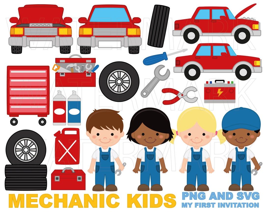 Mechanic Clipart, Children Mechanic Clipart, Vehicle and Automobile ...