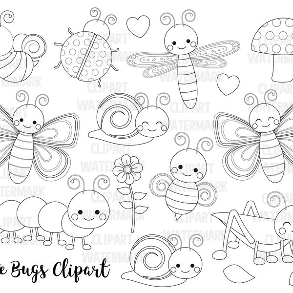Cute Bugs Clipart - Etsy