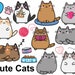 Vector Clipart Kawaii Cat, Cute Ice Cream Party Cats, Cat Clipart, Cats ...