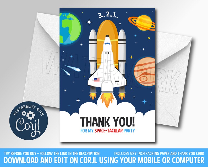 Space Shuttle Birthday Party Invitation, Rocket Shop Invite, Space and ...