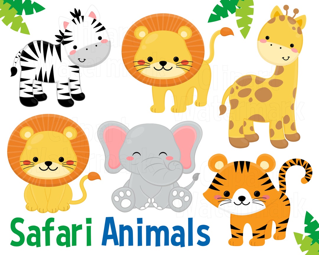 Safari Animals Clipart, Lion Clipart, Tiger Clipart, Giraffe Clipart ...