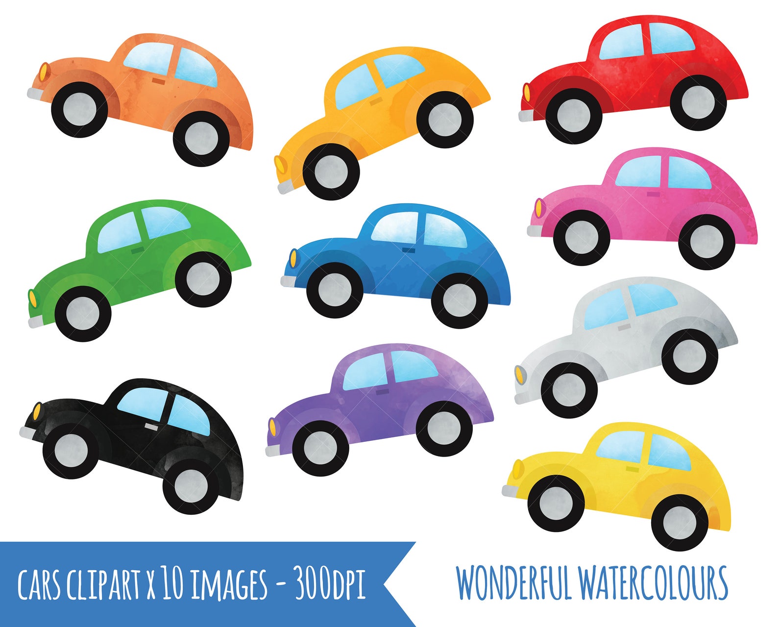 Cars Clipart - Watercolor Automobiles Download - PNG 300dpi Download ...