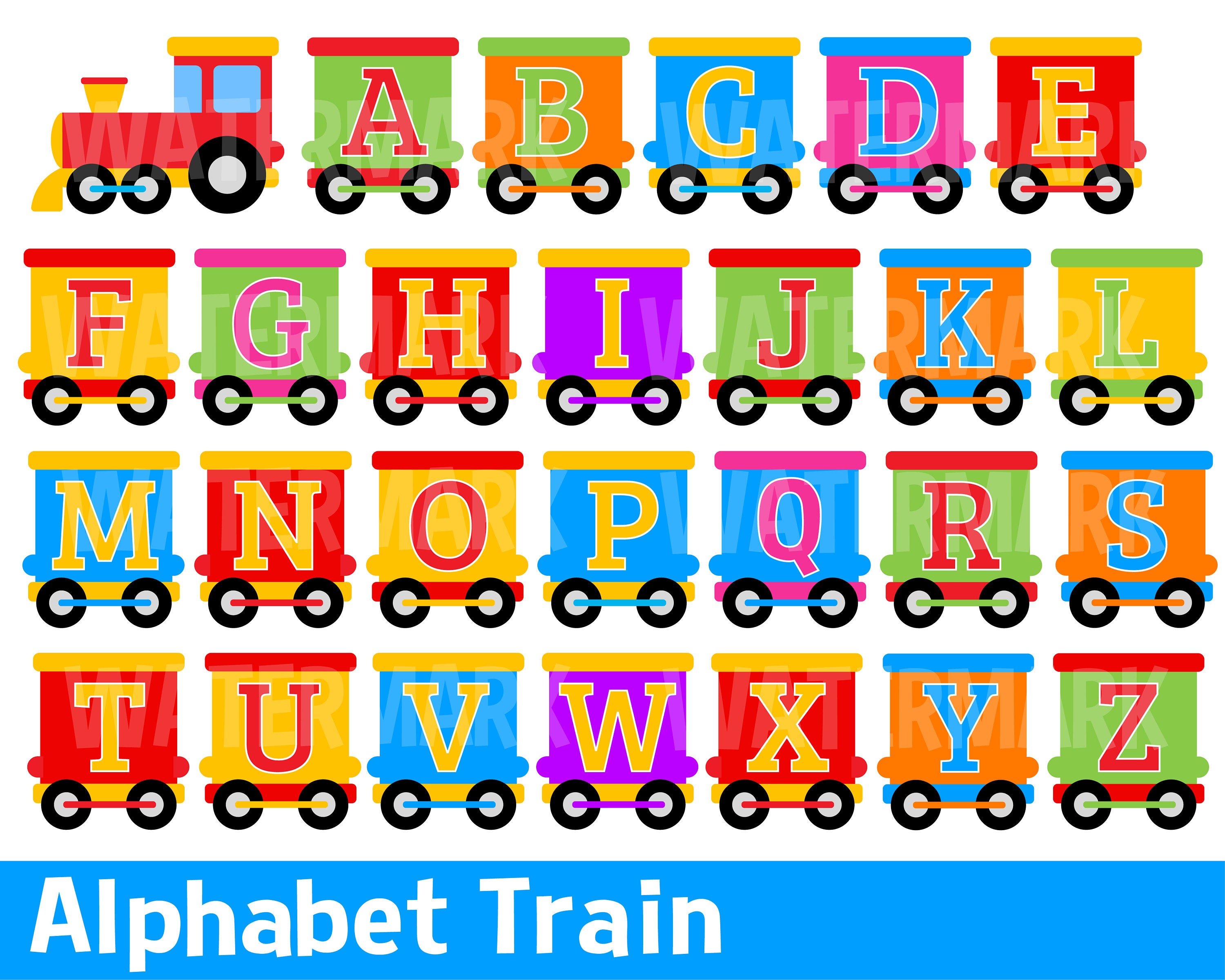 Alphabet Train Clipart Trenes con letras conjunto de | Etsy