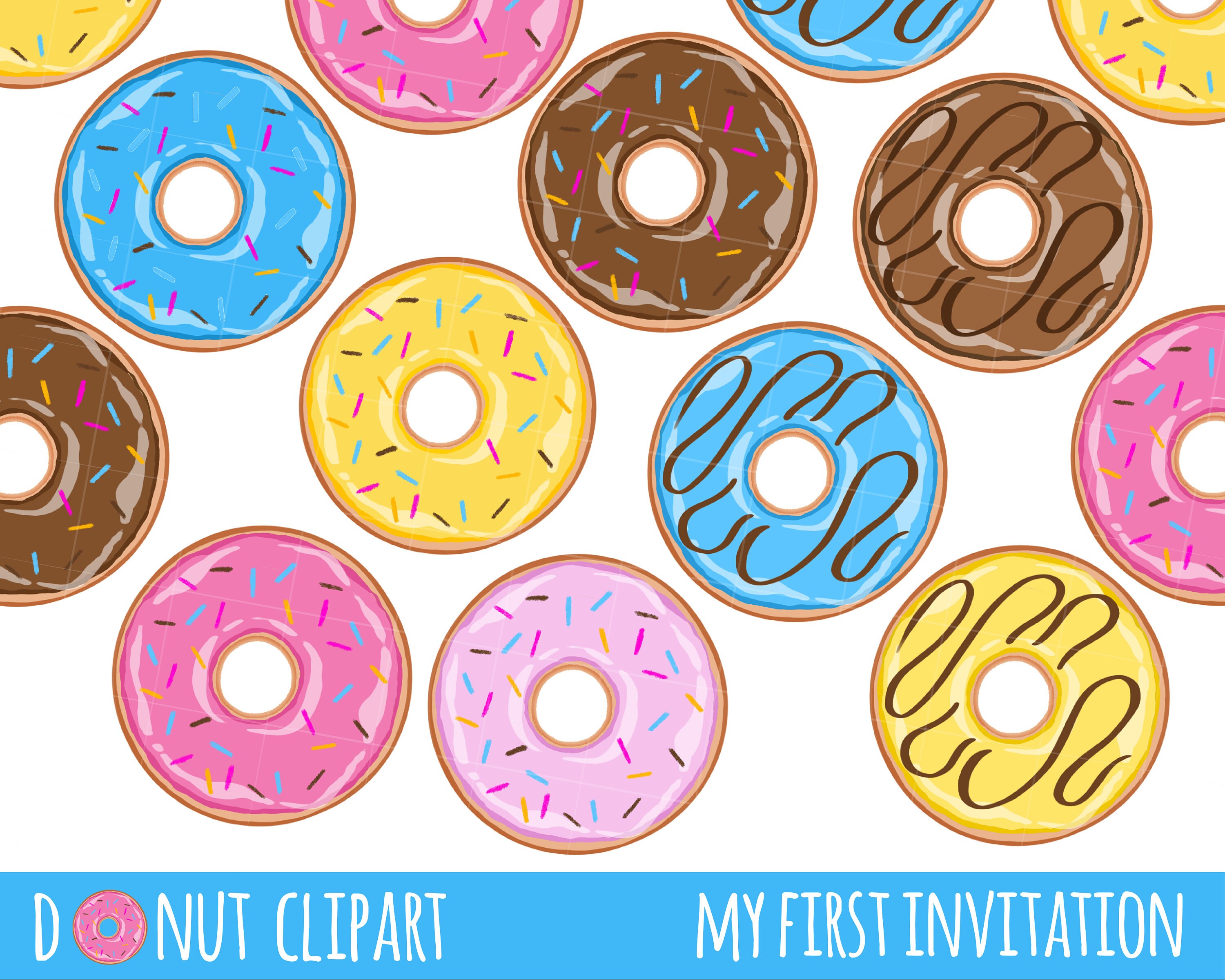 Donut Clipart Cute Donut Clipart Pastry Download Instant - Etsy UK