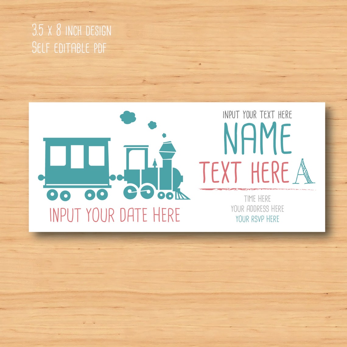 Train ticket birthday invitation-SELF EDITABLE PDF 5 x 7 inch | Etsy