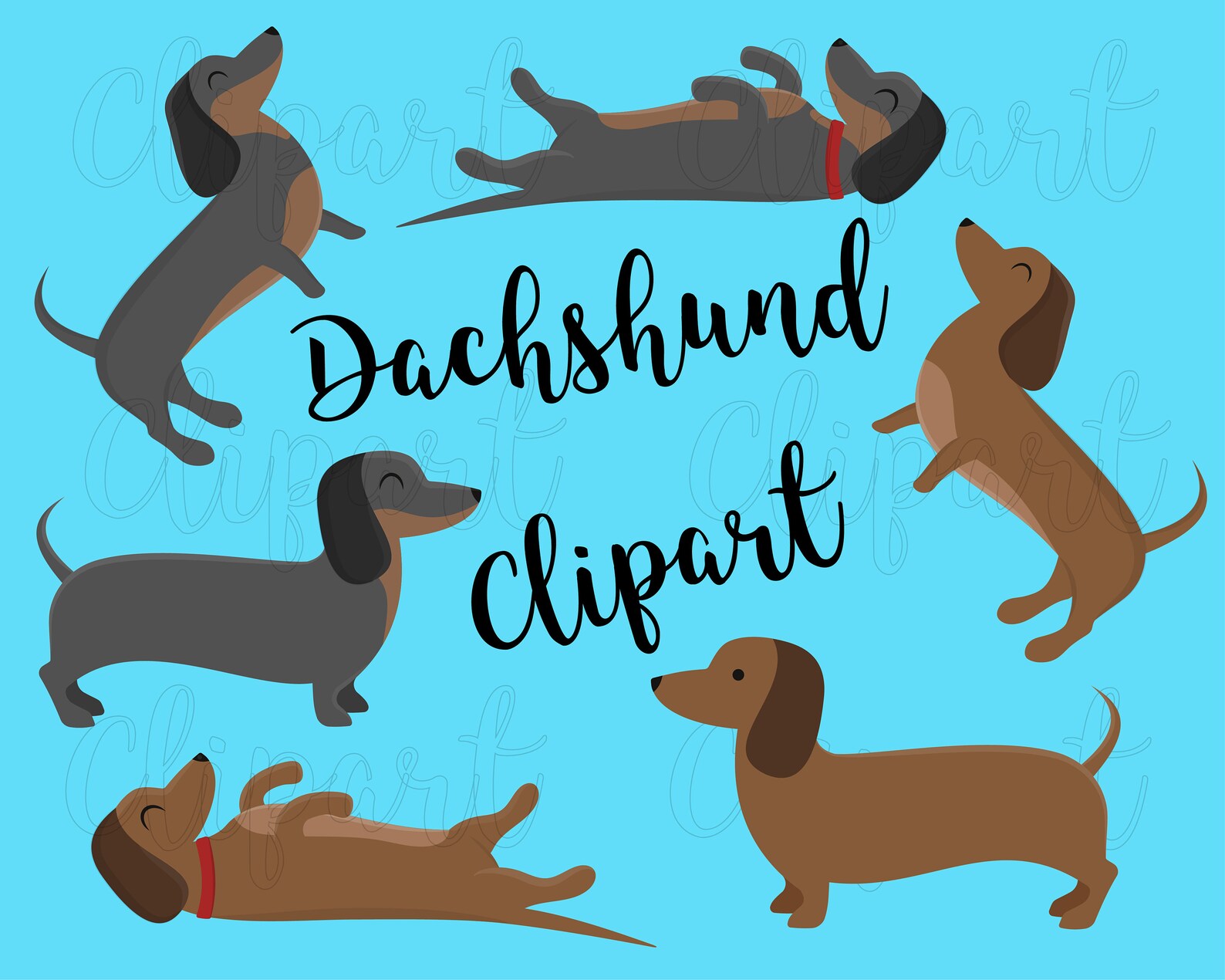 Dachshund Clipart, Dachshund Clip Art, Dog Clipart, Puppy Clipart, Cute ...