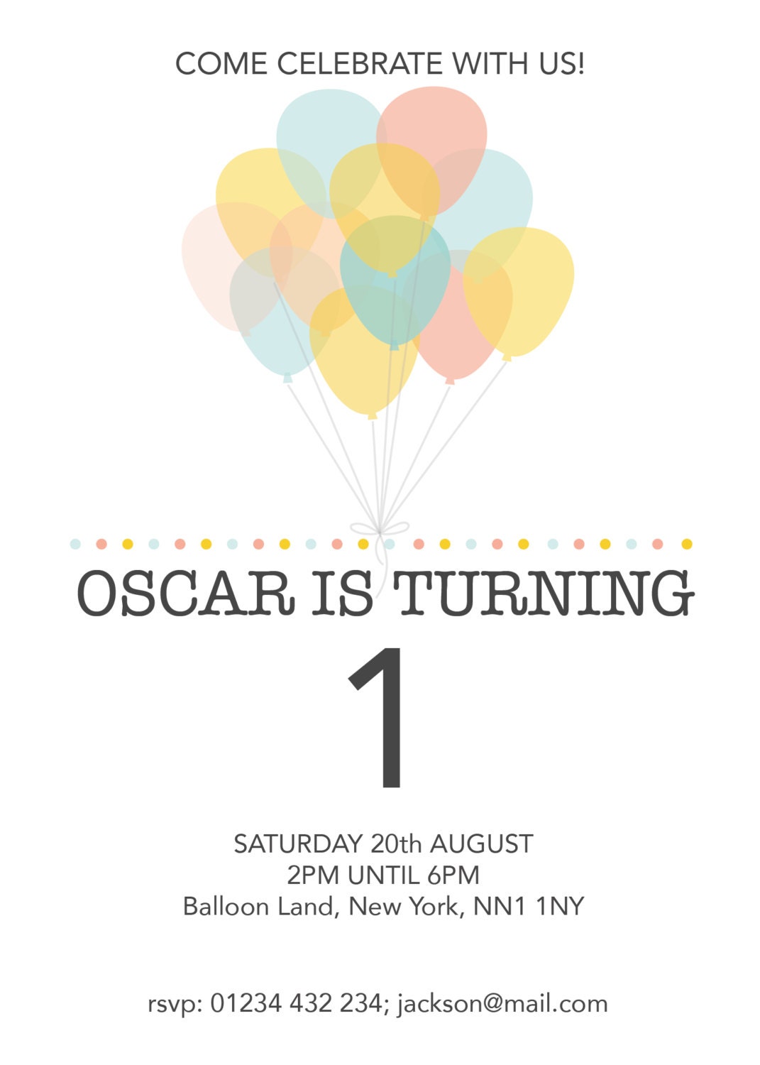 Party Balloons SELF EDITABLE PDF 5 X 7 Inch Customisable - Etsy