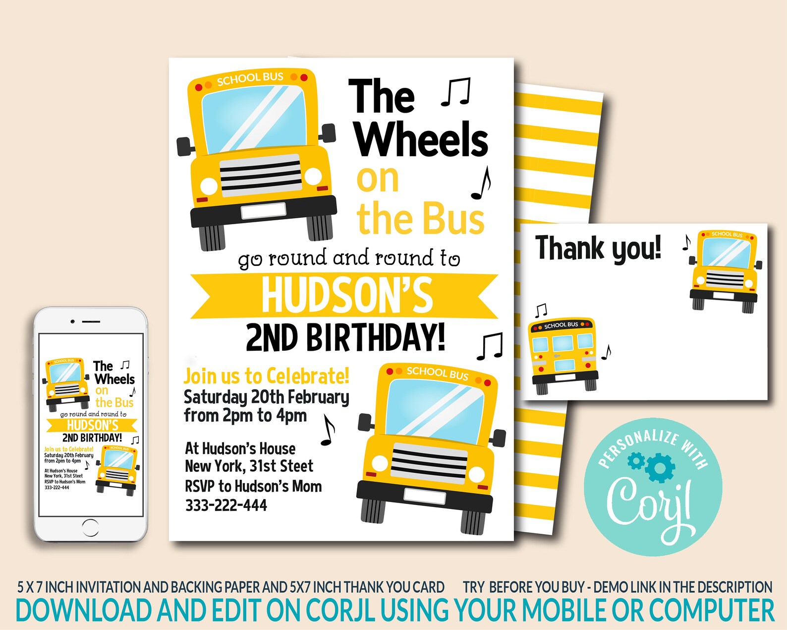 School Bus Birthday Party Invitation Wheels on the Bus Party - Etsy UK