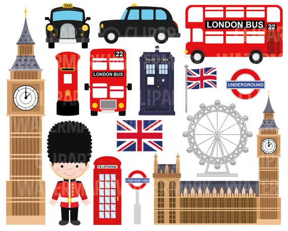 London Clipart Cute Uk London Clipart British Clipart Great - Etsy UK