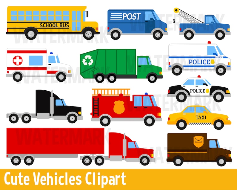Transportation Clipart, Community Vehicles, Cars Clip Art, Truck, Van ...