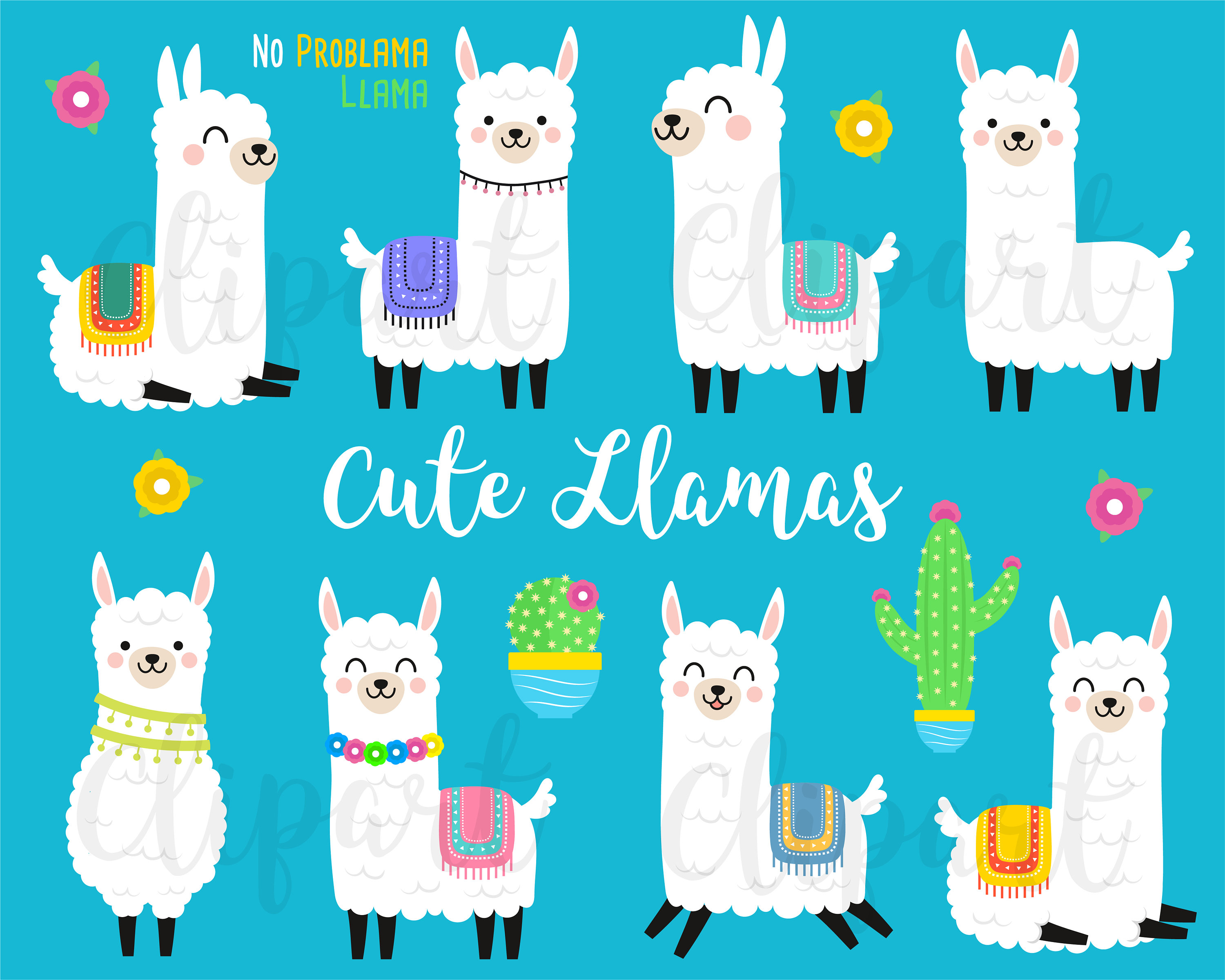 Llama Clipart Cute Llama Clipart Cute Alpaca Clipart Set | Etsy