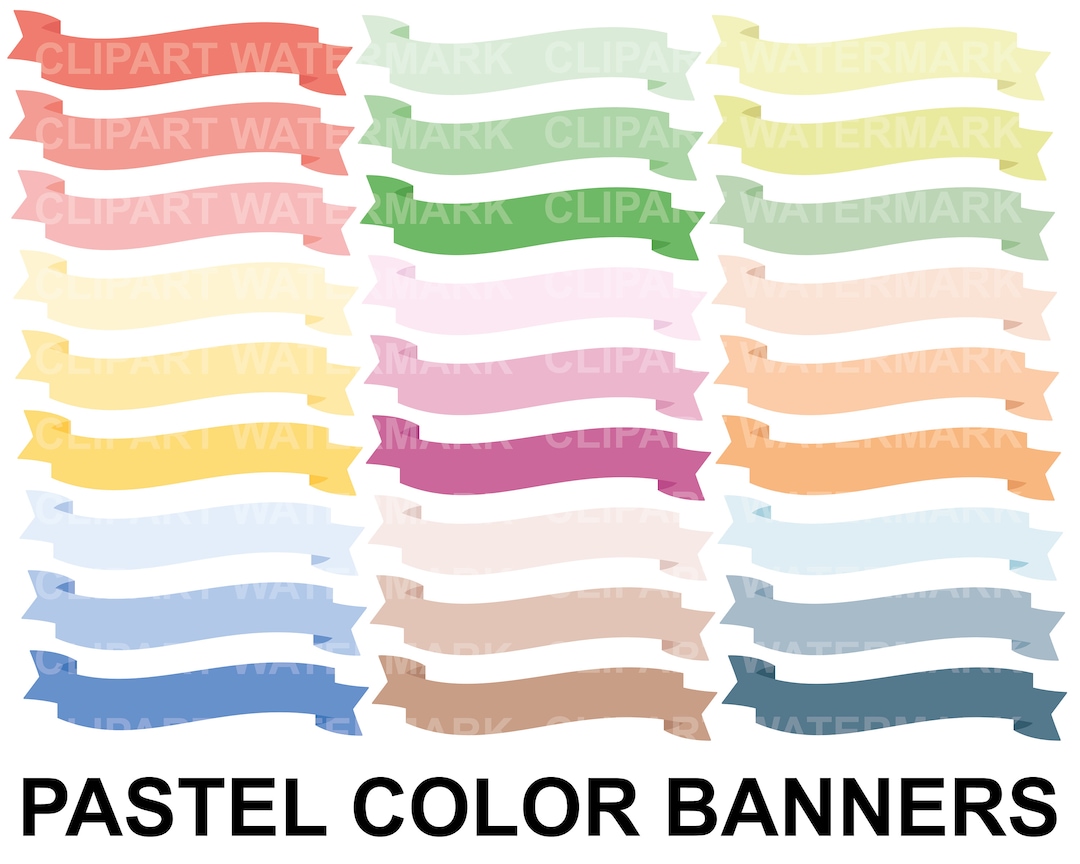 Banners Clipart Set, Pastel Banners Clipart Set, Labels, Frames ...