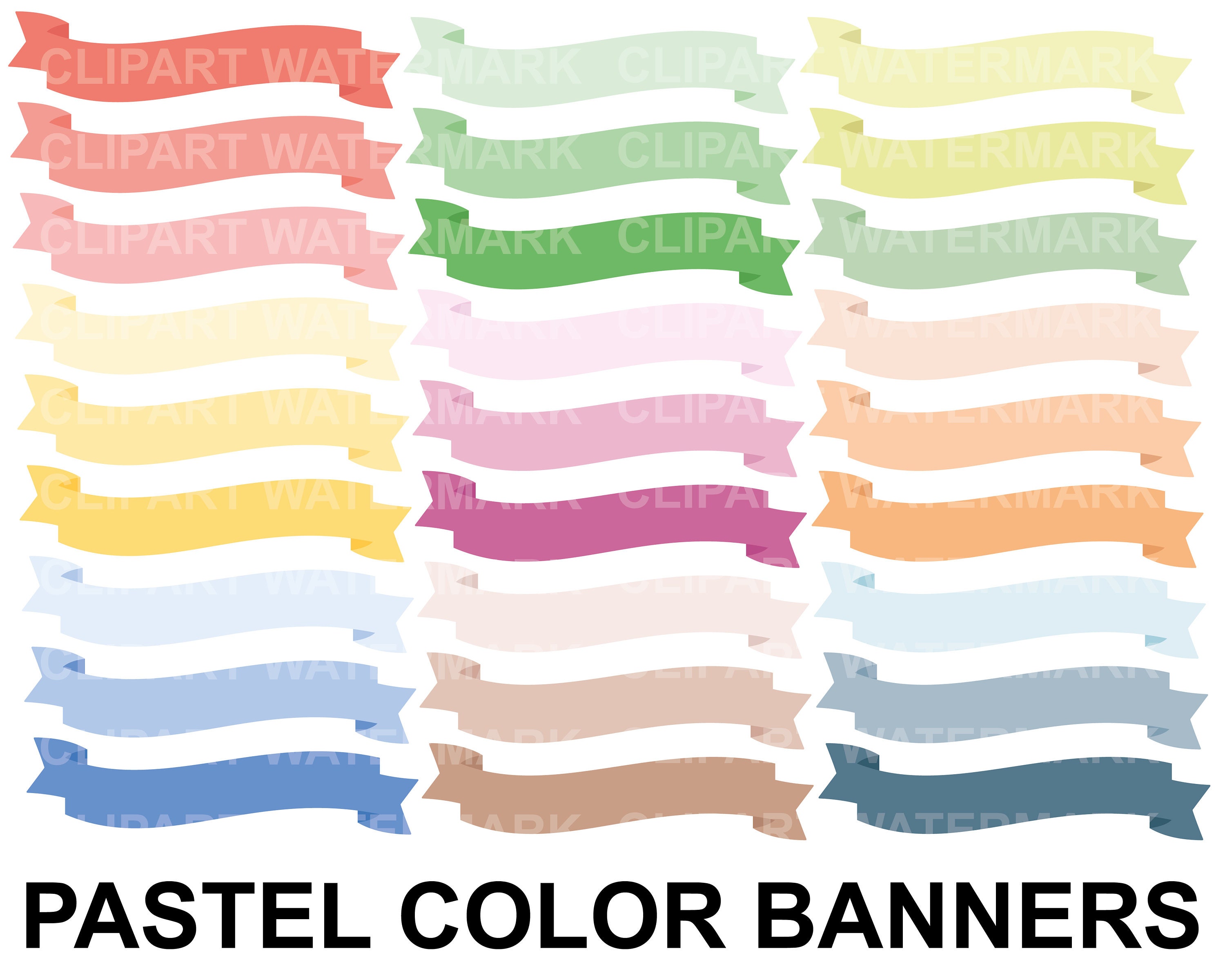 Banners Clipart Set Pastel Banners Clipart Set Labels - Etsy Australia