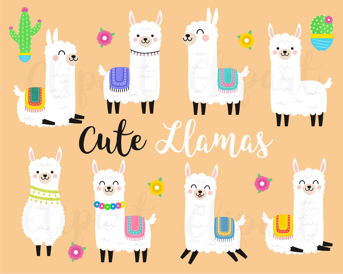 Llama Clipart Cute Llama Clipart Cute Alpaca Clipart Set | Etsy