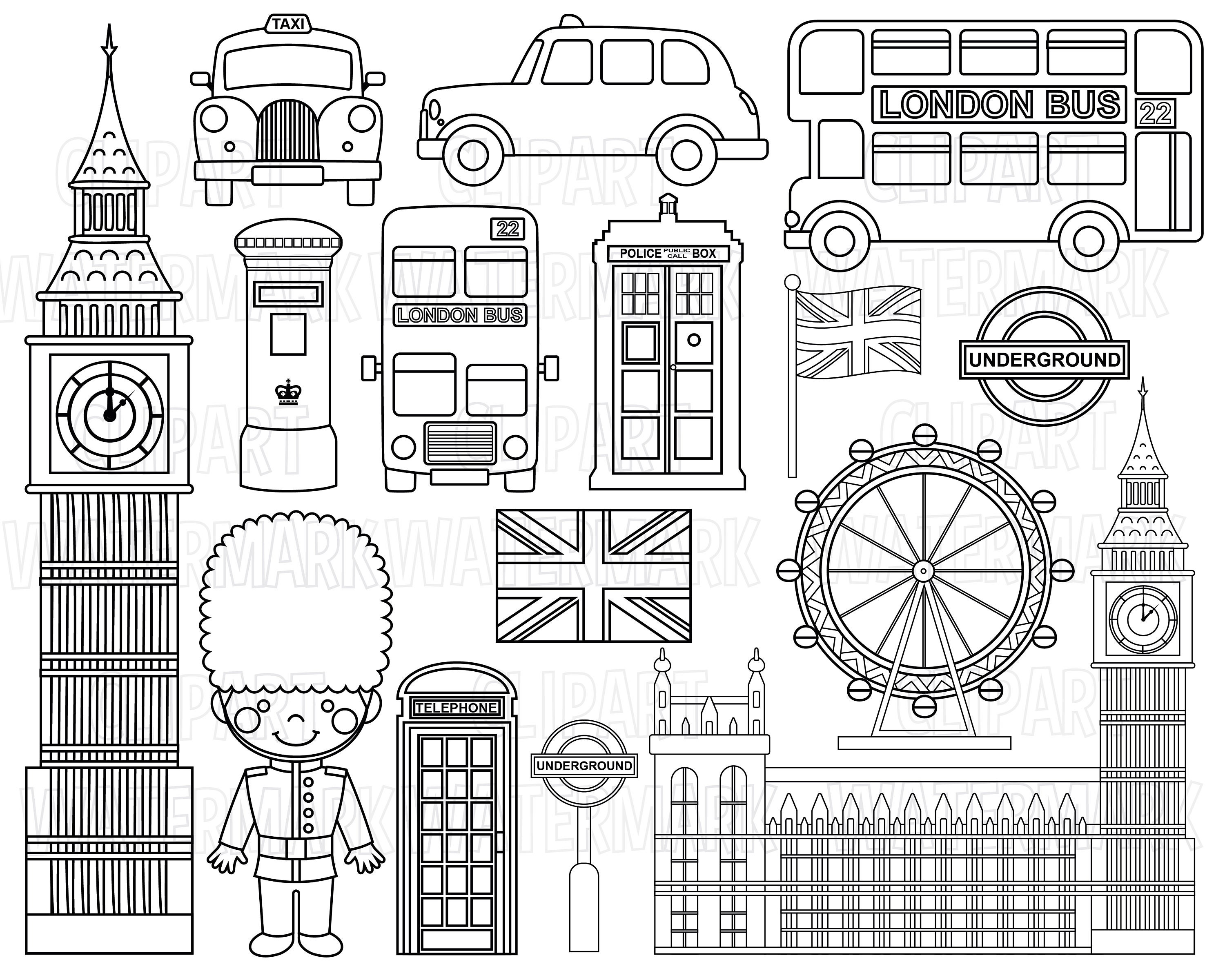 London Clipart, Cute Uk London Clipart, British Clipart, Great Britain ...