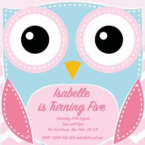 Personalized Owl Invite - SELF EDITABLE PDF - 5 X 7 Inch Customisable ...
